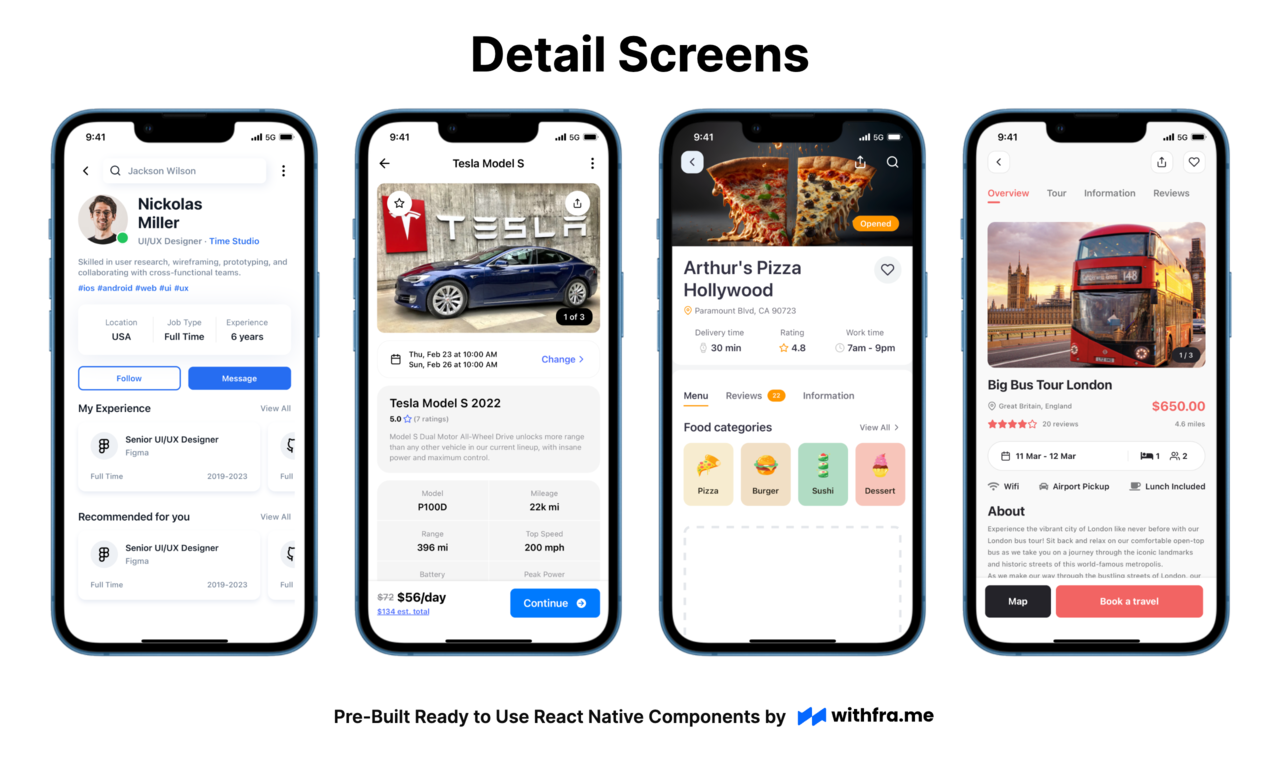 Product Screens - React Native Components - WithFrame