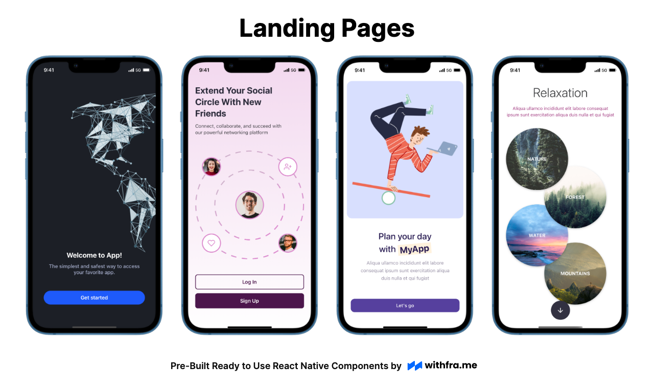 Landing Pages - React Native Components - WithFrame